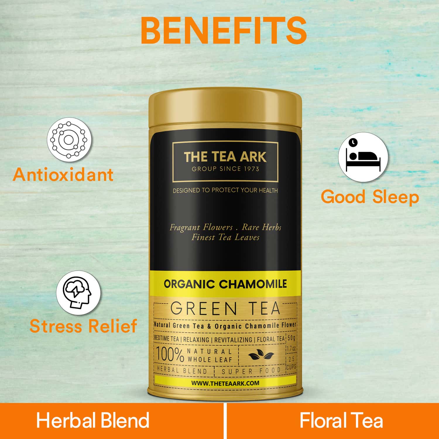 Buy THE TEA ARK ORGANIC CHAMOMILE GREEN TEA FOR STRESS RELIEF BEDTIME ...