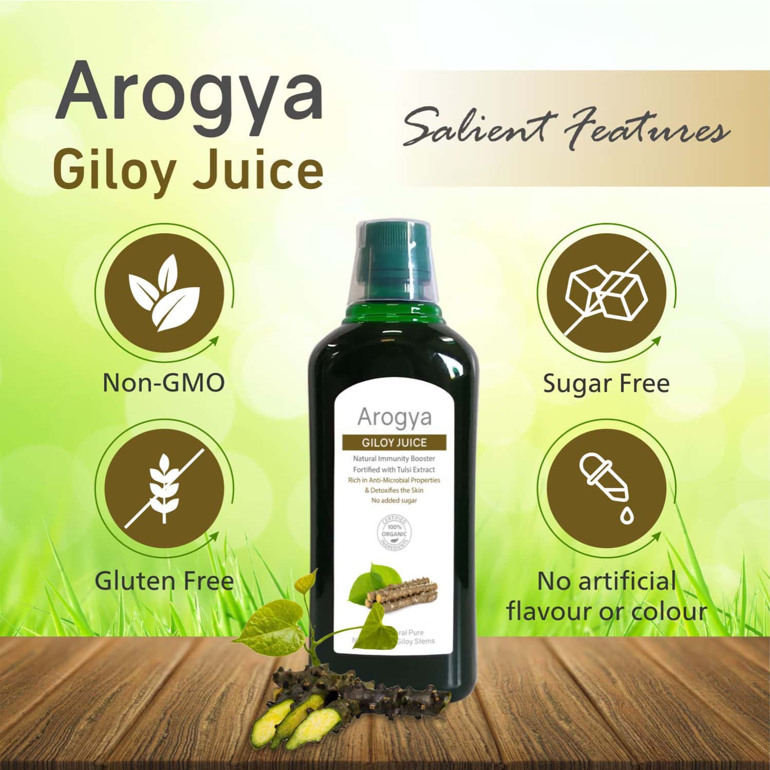 Buy AROGYA GILOY JUICE - 1 LITRE | WITH TULSI | NO ARTIFICIAL FLAVOUR ...