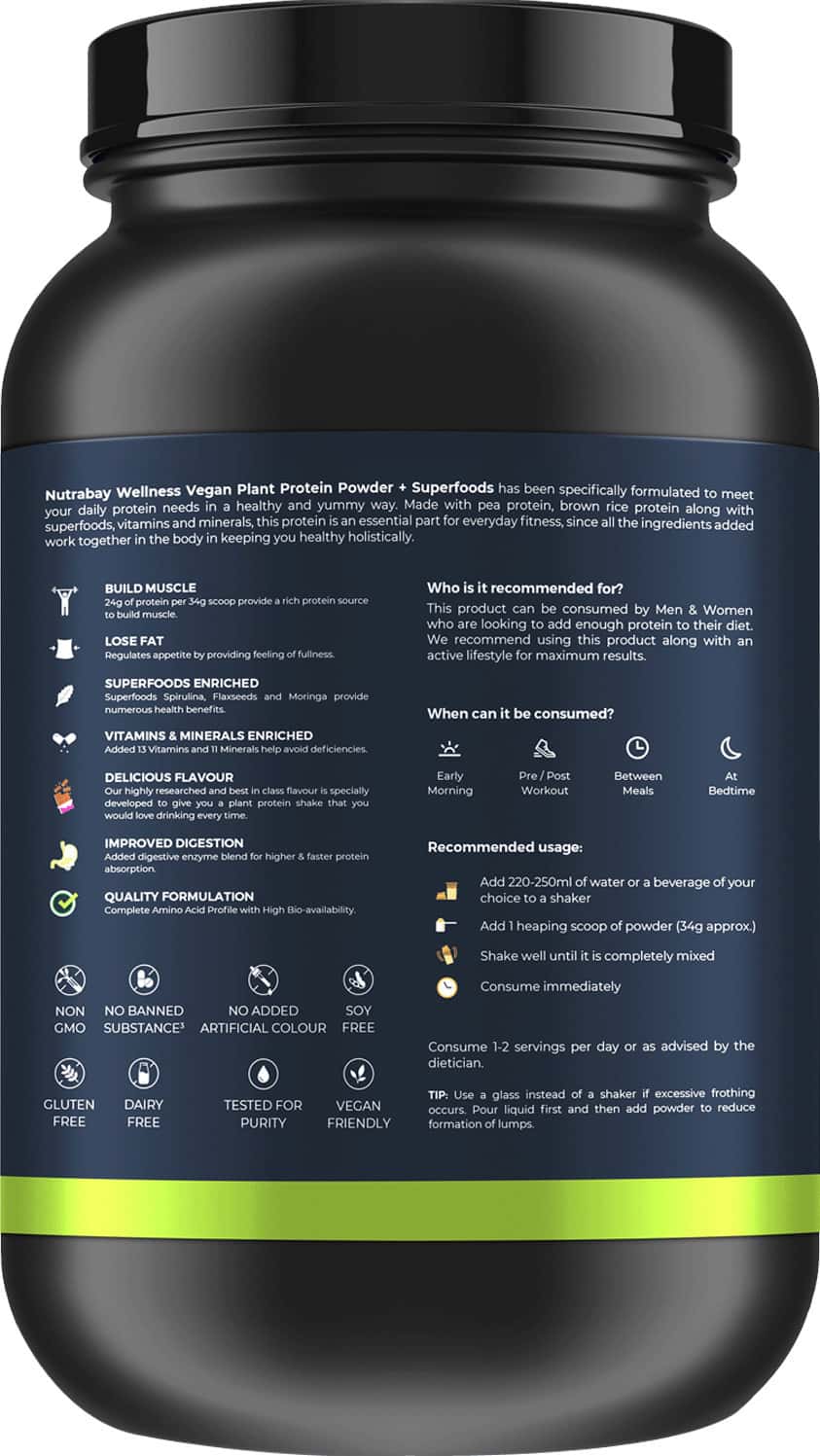 Buy NUTRABAY WELLNESS VEGAN PLANT PROTEIN POWDER + SUPERFOODS, RICH ...