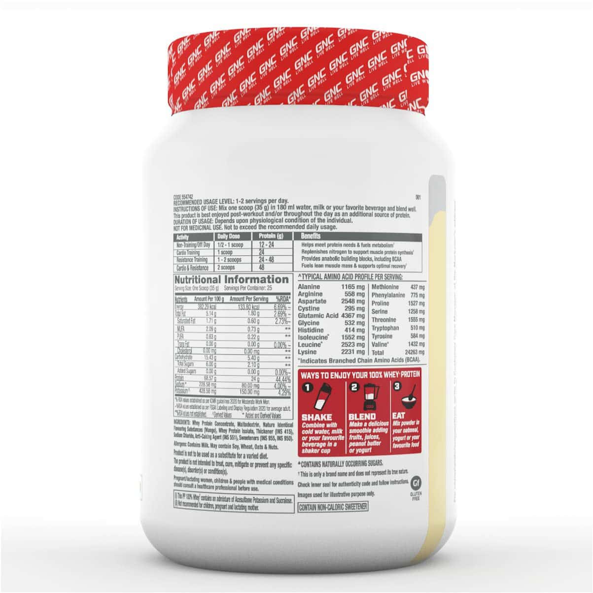 Buy GNC PRO PERFORMANCE 100% WHEY PROTEIN POWDER, 907 G | 24G PROTEIN ...