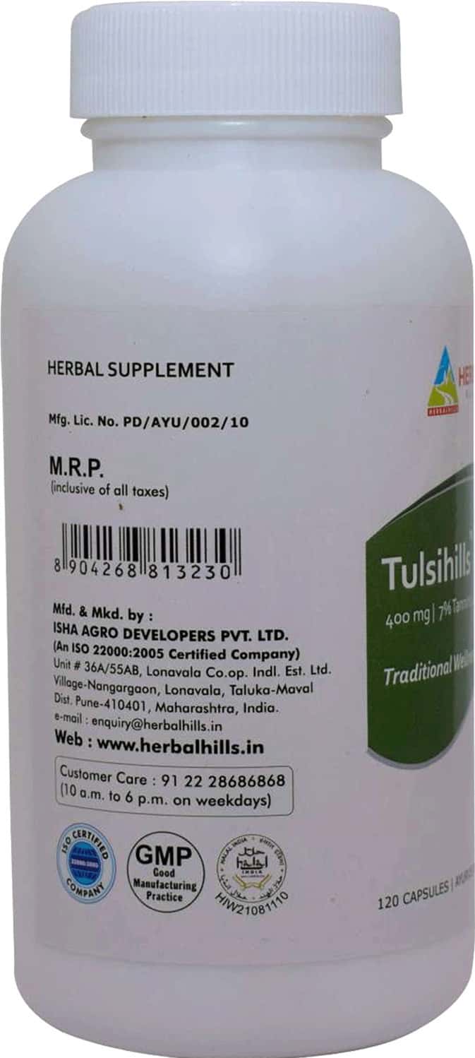 Buy HERBAL HILLS TULSI 400 MG 120 CAPSULES | TULSI SUPPLEMENT Online ...