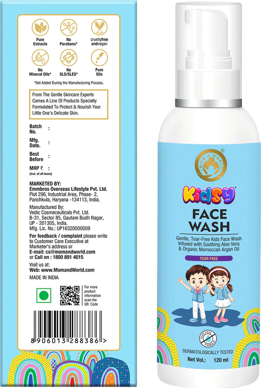 Buy MOM & WORLD KIDS FACE WASH TEAR FREE - WITH ARGAN OIL ALOEVERA 120 ...