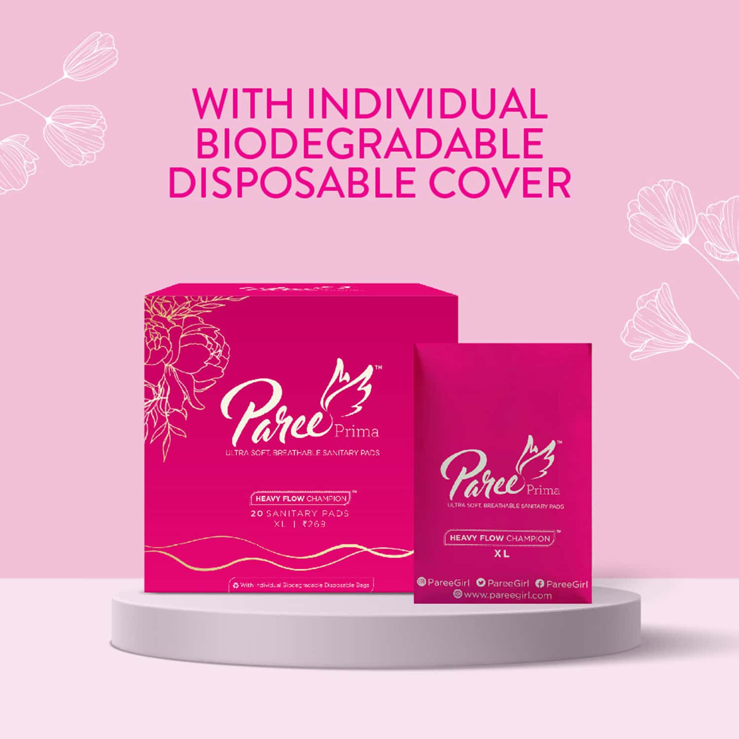 Buy PAREE PRIMA ULTRA SOFT BREATHABLE SANITARY PADS XXL- 20 PADS Online ...