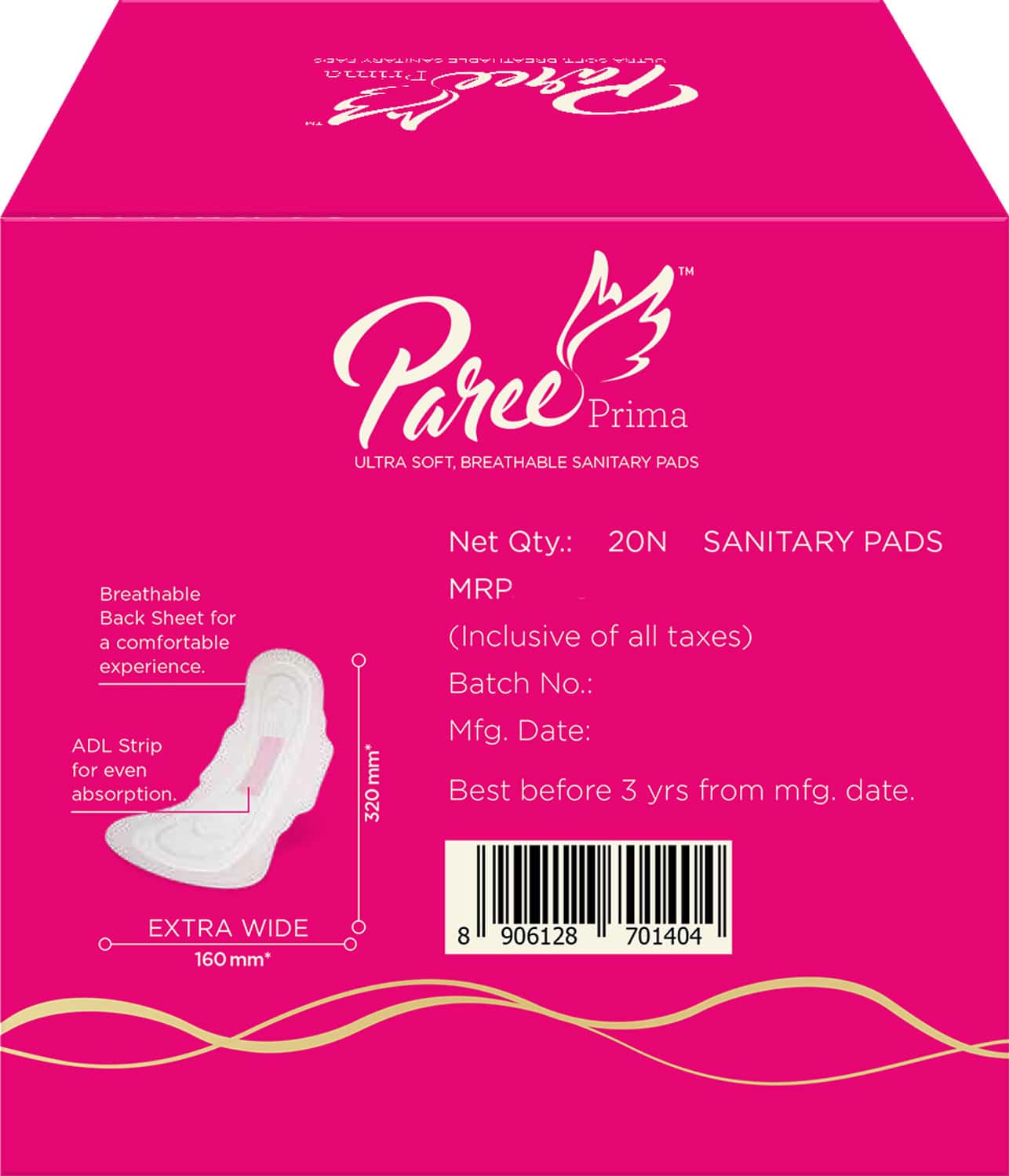 Buy PAREE PRIMA ULTRA SOFT BREATHABLE SANITARY PADS XXL- 20 PADS Online ...