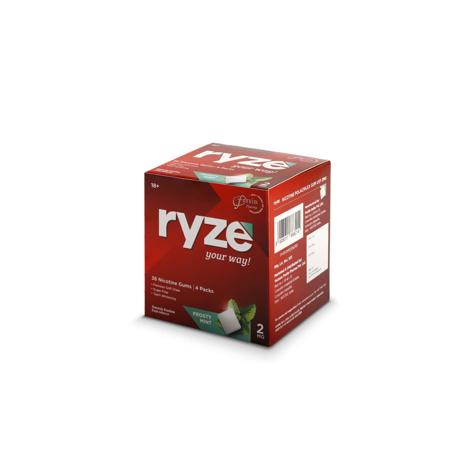 Buy RYZE NICOTINE GUM 2MG I SOFT CHEW | EASY ON THROAT I FROSTY MINT (9 ...