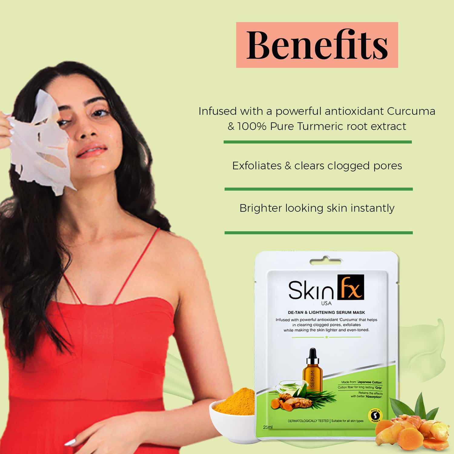 Buy SKIN FX DETAN & LIGHTENING SERUM MASK, CURCUMA THAT HELPS IN ...