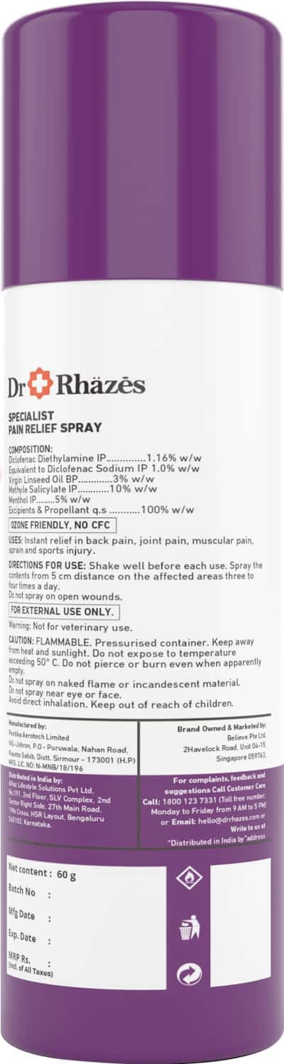 Buy DR RHAZES SPECIALIST PAIN RELIEF SPRAY - 60 GM Online & Get Upto 60 ...