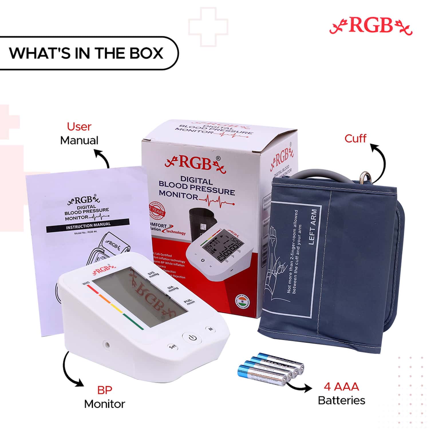 Buy RGB DIGITAL BLOOD PRESSURE MONITOR MACHINE WITH C TYPE USB PORT ...