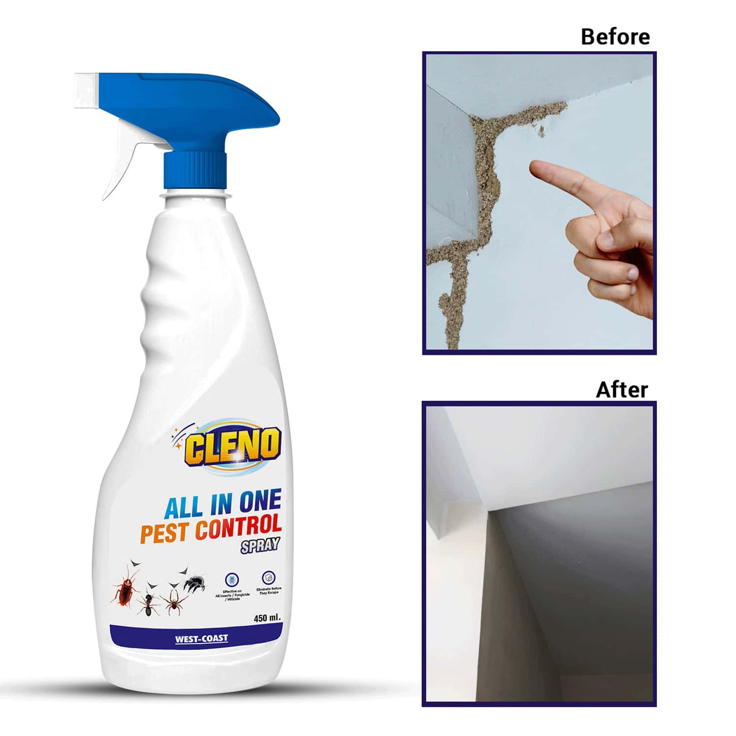 Buy CLENO ALL IN ONE PEST CONTROL SPRAY 450 ML (READY TO USE) Online ...