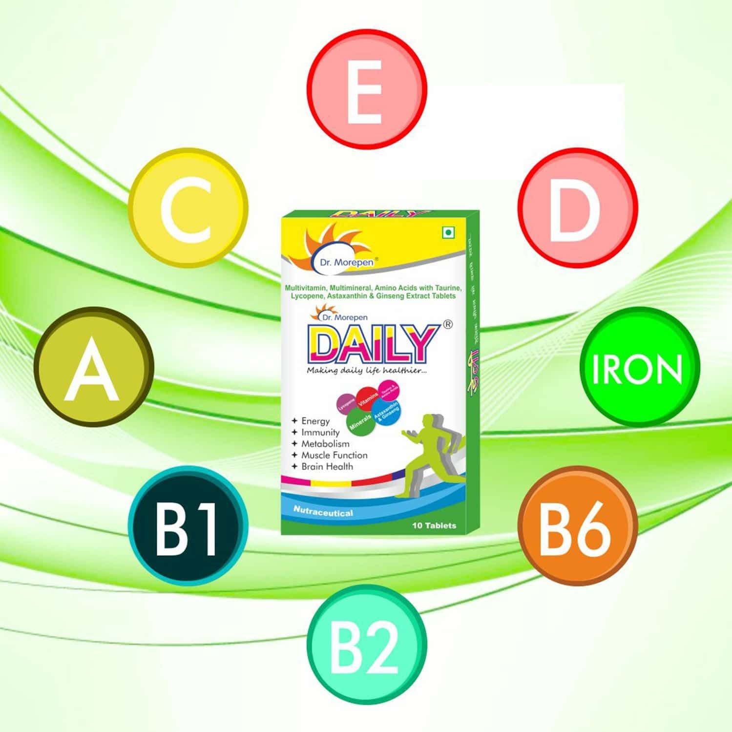 Buy DR. MOREPEN DAILY MULTIVITAMIN TABLETS (10 TABLETS) Online & Get ...