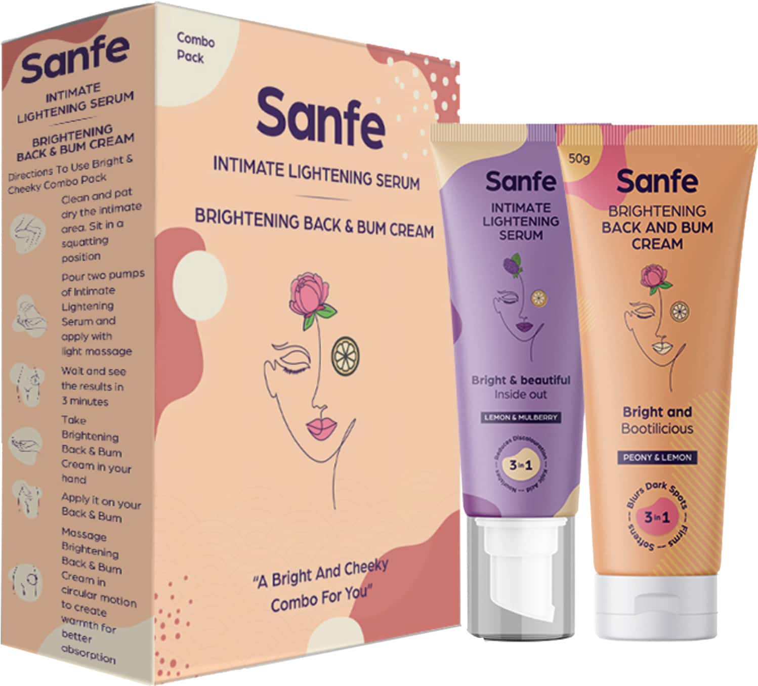 Buy SANFE BRIGHT AND CHEEKY COMBO(INTIMATE LIGHTENING SERUM 50 GM ...