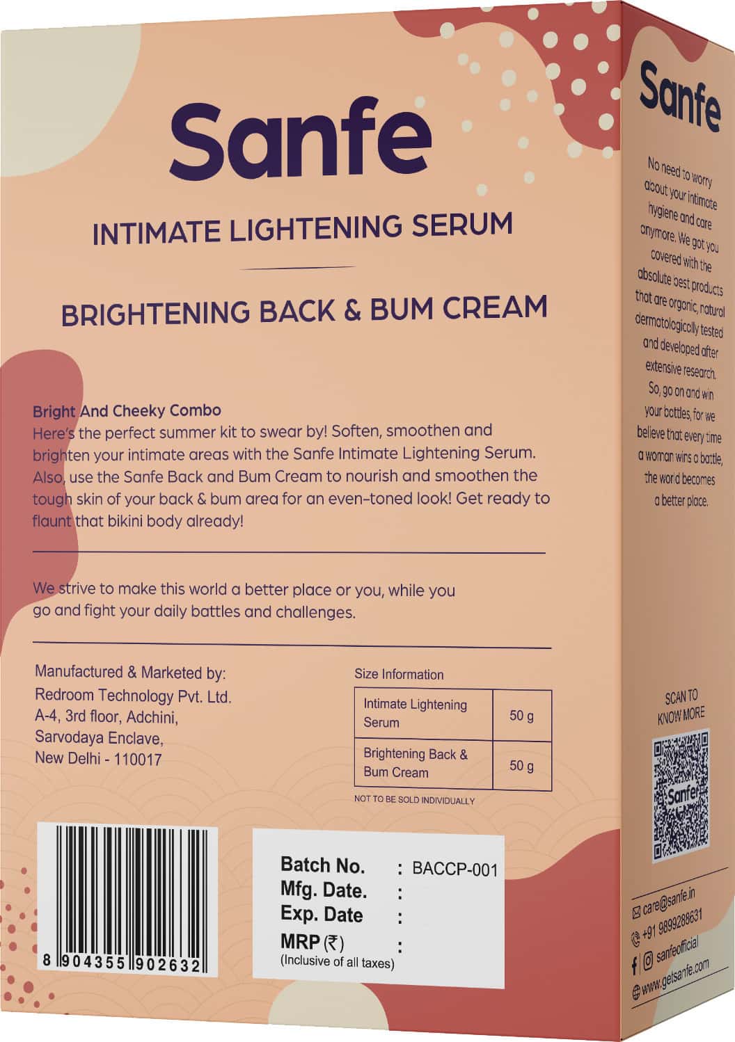 Buy SANFE BRIGHT AND CHEEKY COMBO(INTIMATE LIGHTENING SERUM 50 GM ...