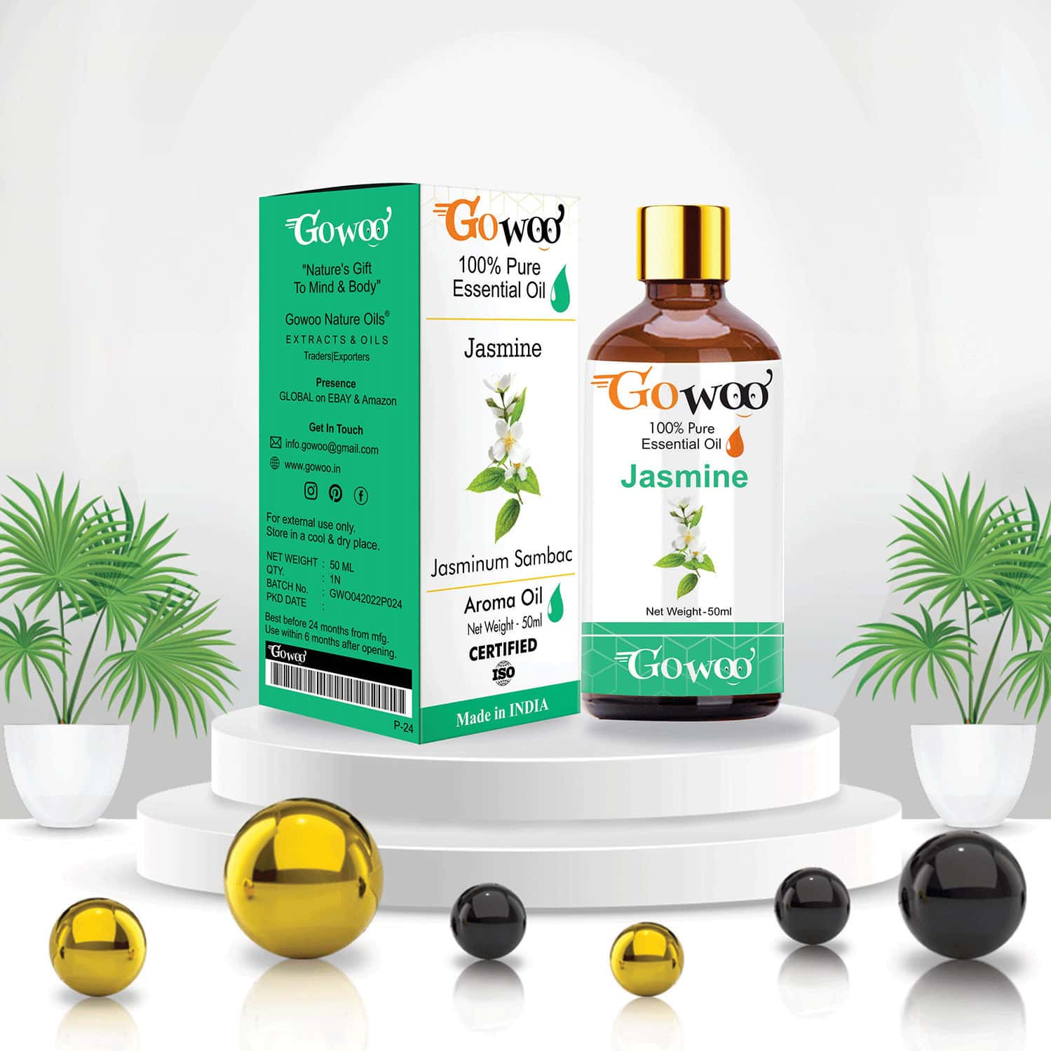 Buy GO WOO 100% PURE JASMINE SAMBAC OILS, FOR HAIR,SKIN & AROMATHERAPY 100% PURE & VIRGIN OILS ...