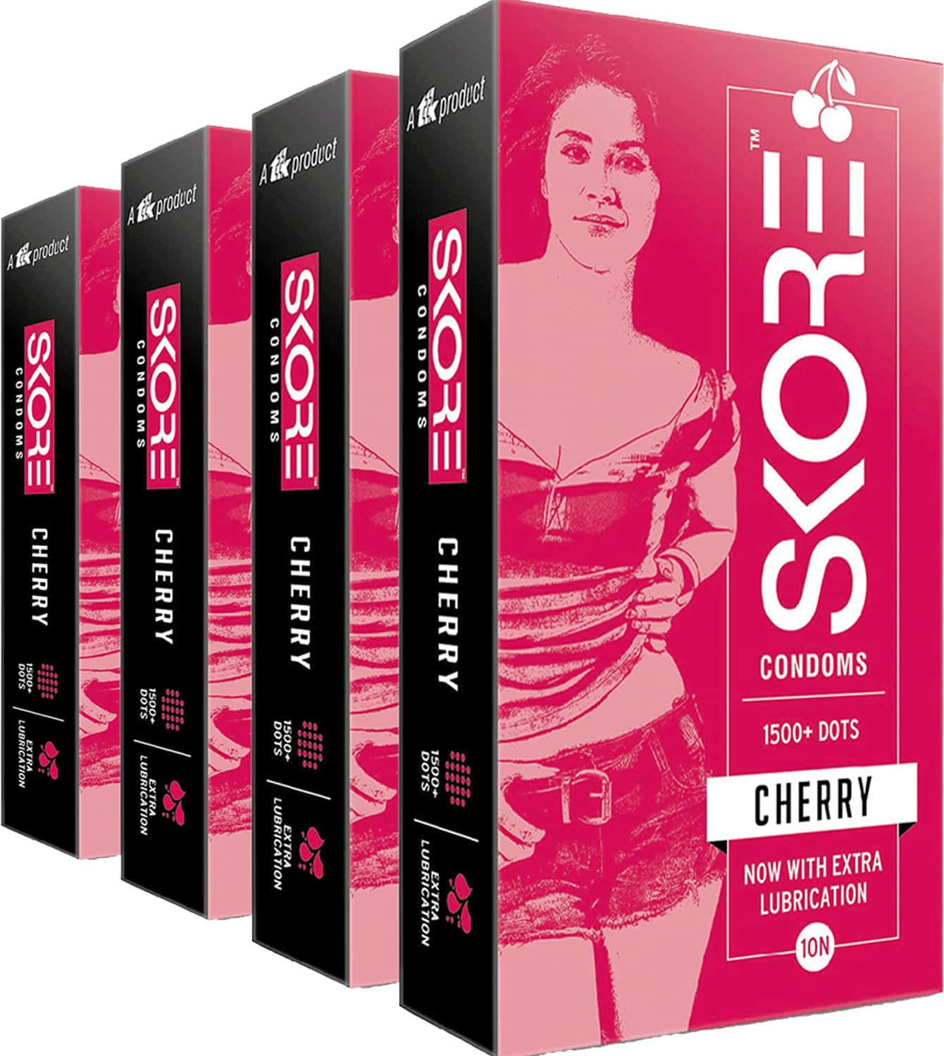 Buy SKORE DOTTED FLAVOUR CONDOMS (CHERRY) 10N (PACK OF 4) Online & Get ...