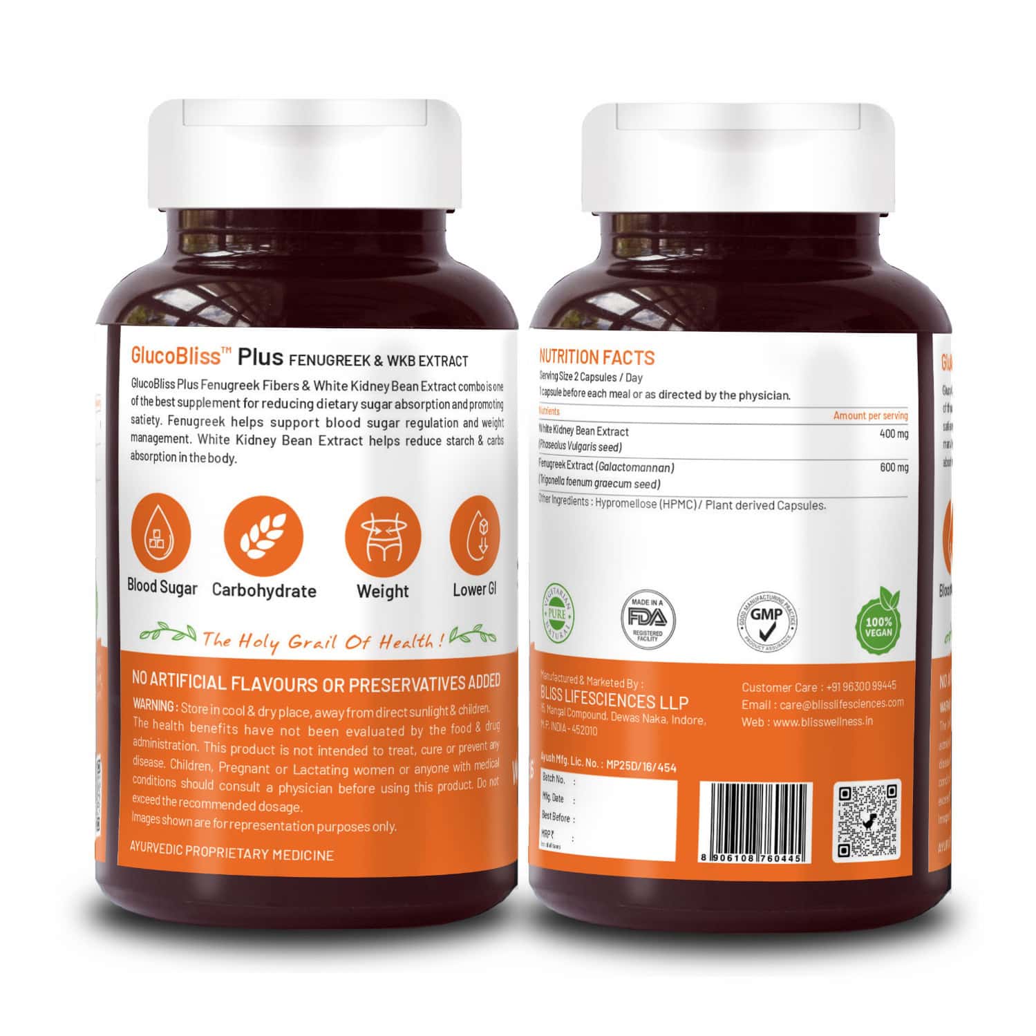 Buy BLISS WELNESS GLUCO PLUS FENUGREEK EXTRACT+ WHITE KIDNEY BEAN ...