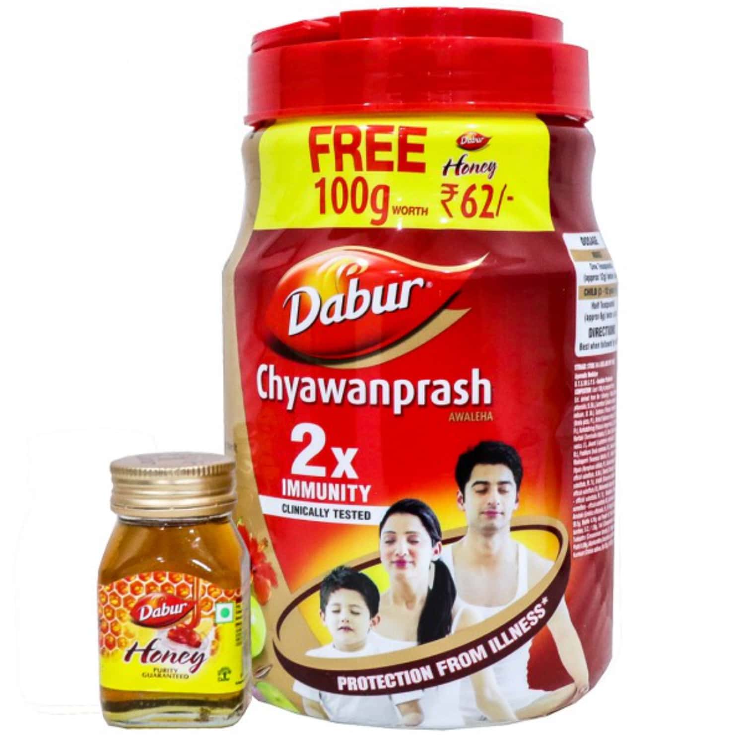 Buy DABUR CHYAWANPRASH 2X IMMUNITY ACTION 2KG WITH DABUR HONEY 100G ...