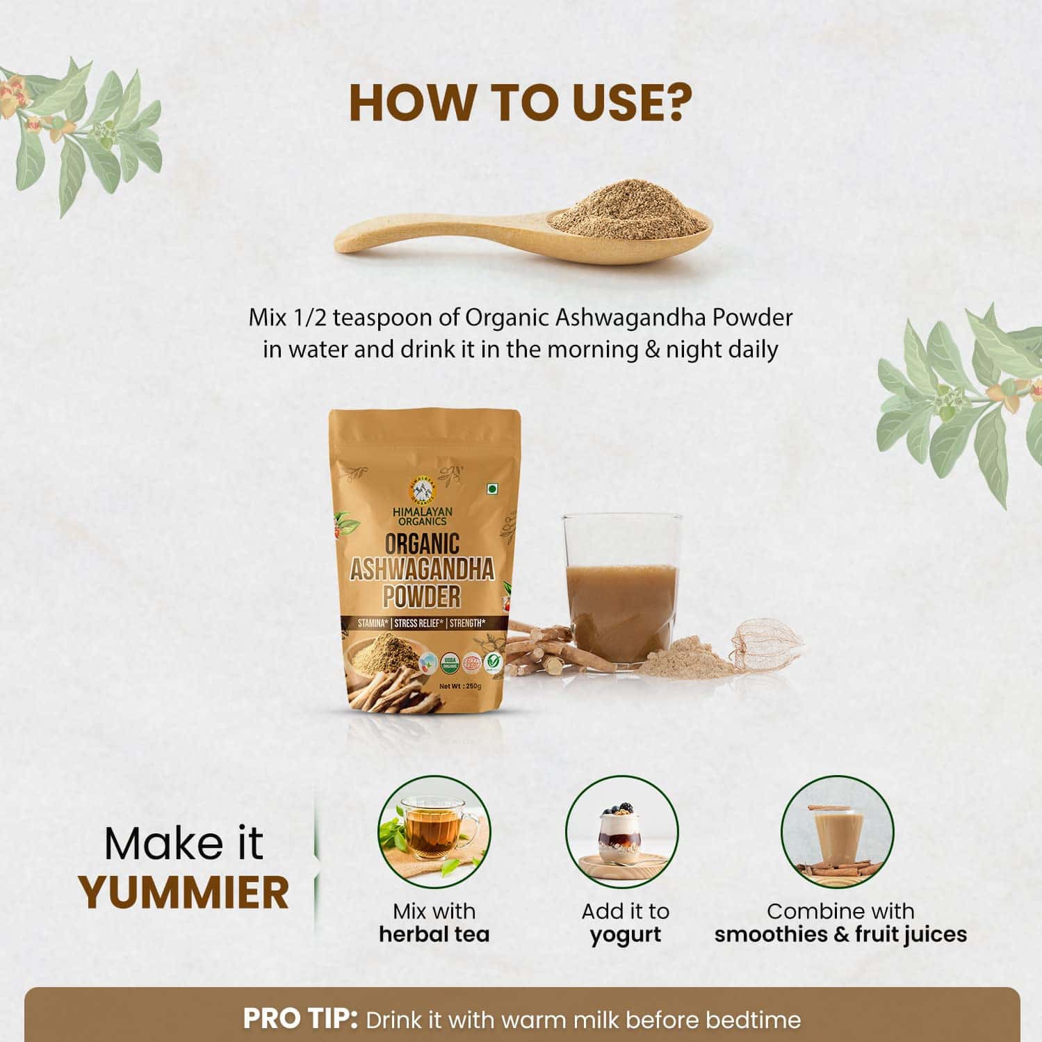 Buy HIMALAYAN ORGANICS CERTIFIED ORGANIC ASHWAGANDHA POWDER WITHANIA ...