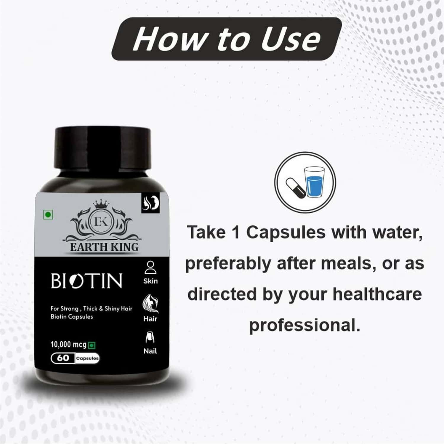Buy EARTH KING BIOTIN CAPSULE - 10,000 MCG 60 CAPSULES Online & Get ...
