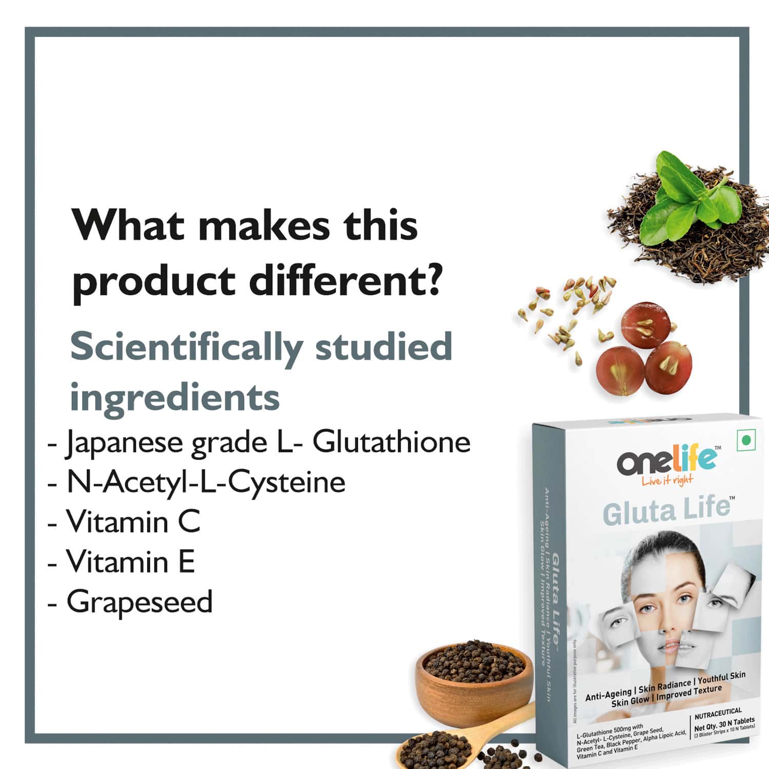 Buy ONELIFE GLUTA LIFE - 30 TABLETS Online & Get Upto 60% OFF at PharmEasy