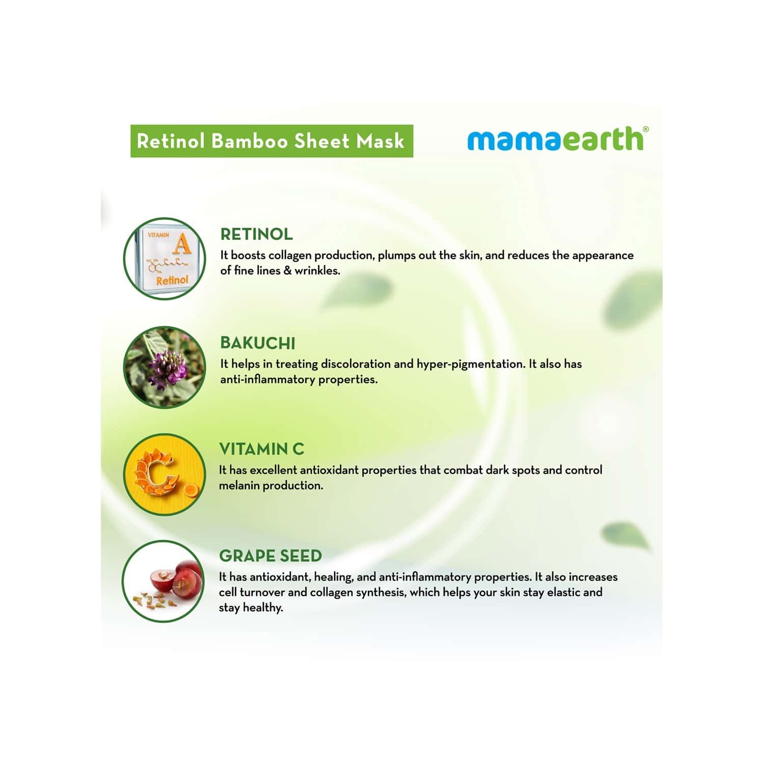 Buy MAMAEARTH RETINOL BAMBOO SHEET MASK WITH RETINOL & BAKUCHI FOR FINE ...