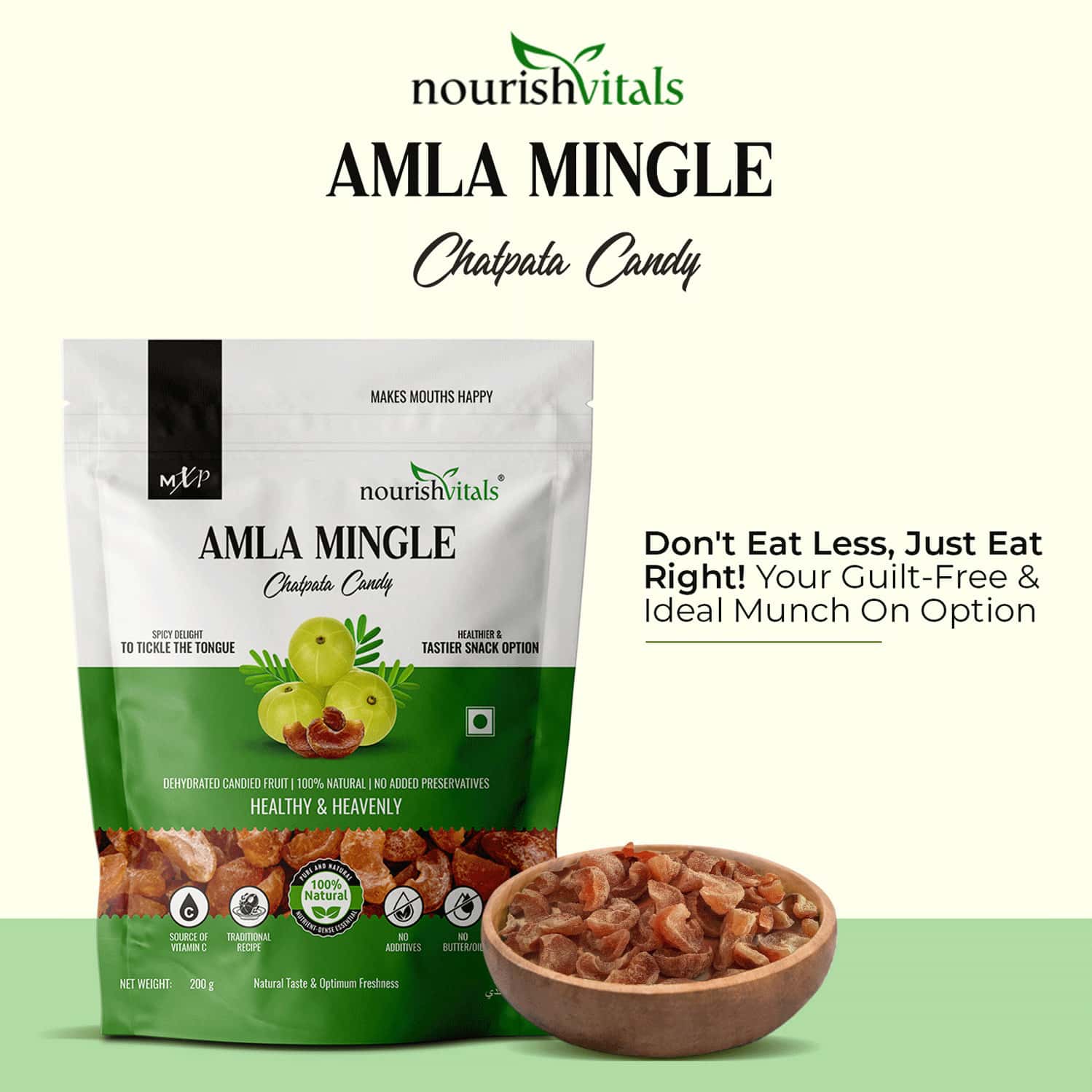 Buy NOURISHVITALS CHATPATA AMLA MINGLE CANDY DEHYDRATED CANDIES 200G ...