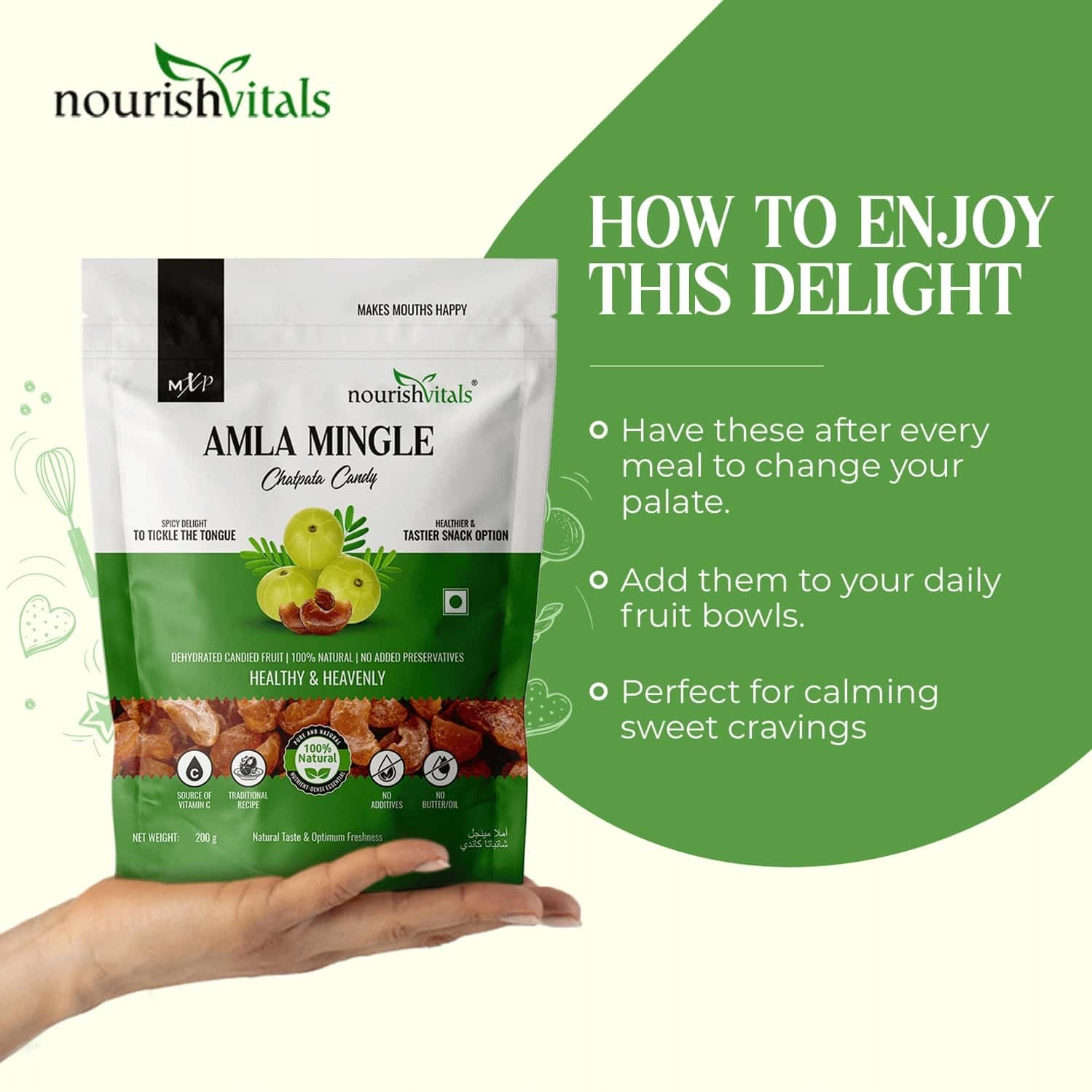 Buy NOURISHVITALS CHATPATA AMLA MINGLE CANDY DEHYDRATED CANDIES 200G ...