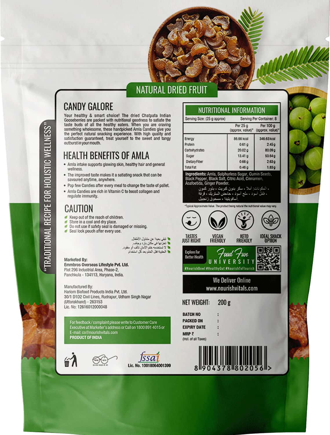 Buy NOURISHVITALS CHATPATA AMLA MINGLE CANDY DEHYDRATED CANDIES 200G ...