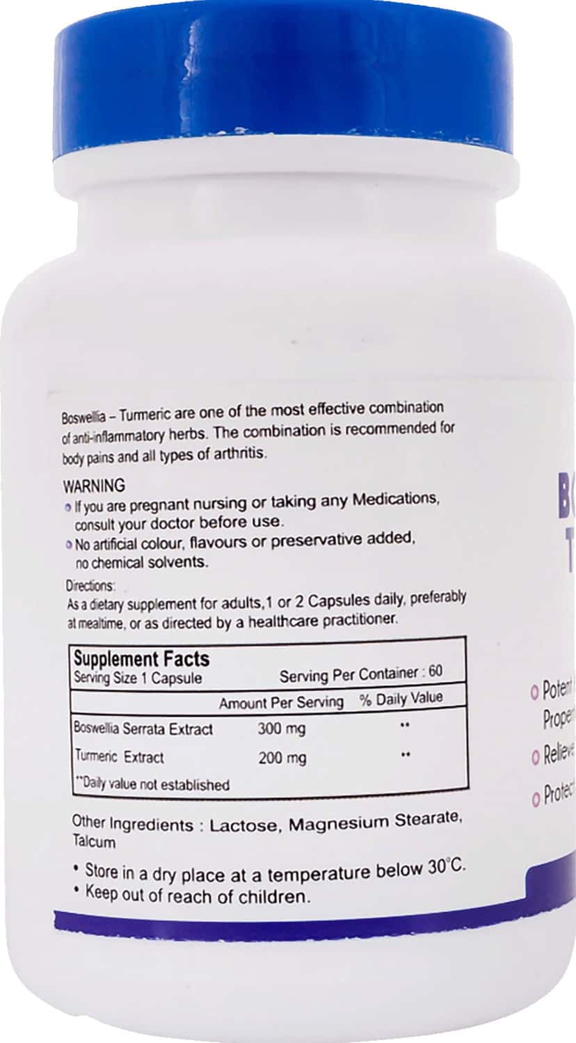 Buy HEALTHVIT BOSWELLIA TURMERIC EXTRACT 500 MG - 60 CAPSULES Online ...