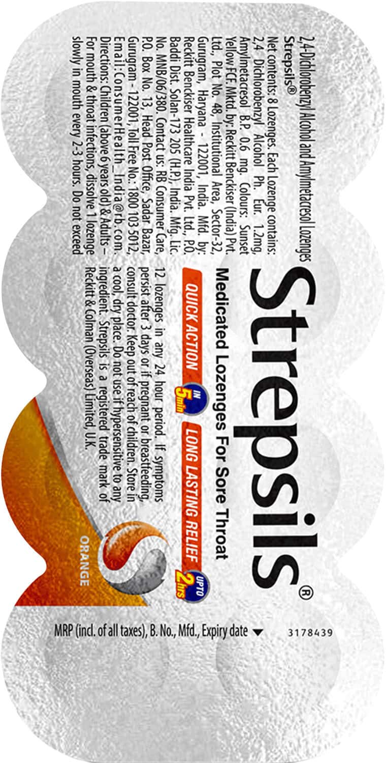 Buy STREPSILS BLISTER ORANGE 8'S PACK OF 2 STRIPS Online & Get Upto 60% ...