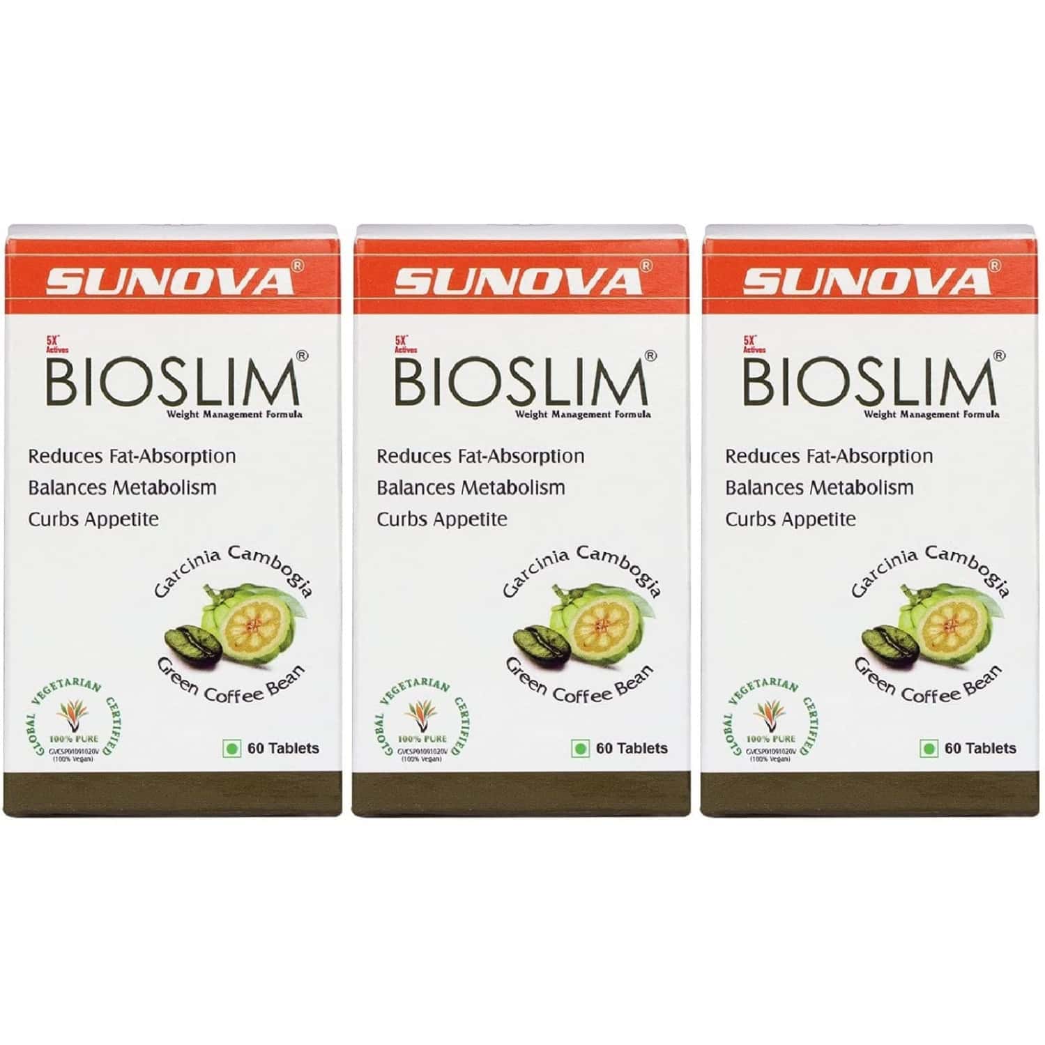 Buy SUNOVA BIOSLIM FAT BURNER TABLETS ORGANIC WEIGHT MANAGEMENT FORMULA | 60 TABLETS X PACK OF 3 ...