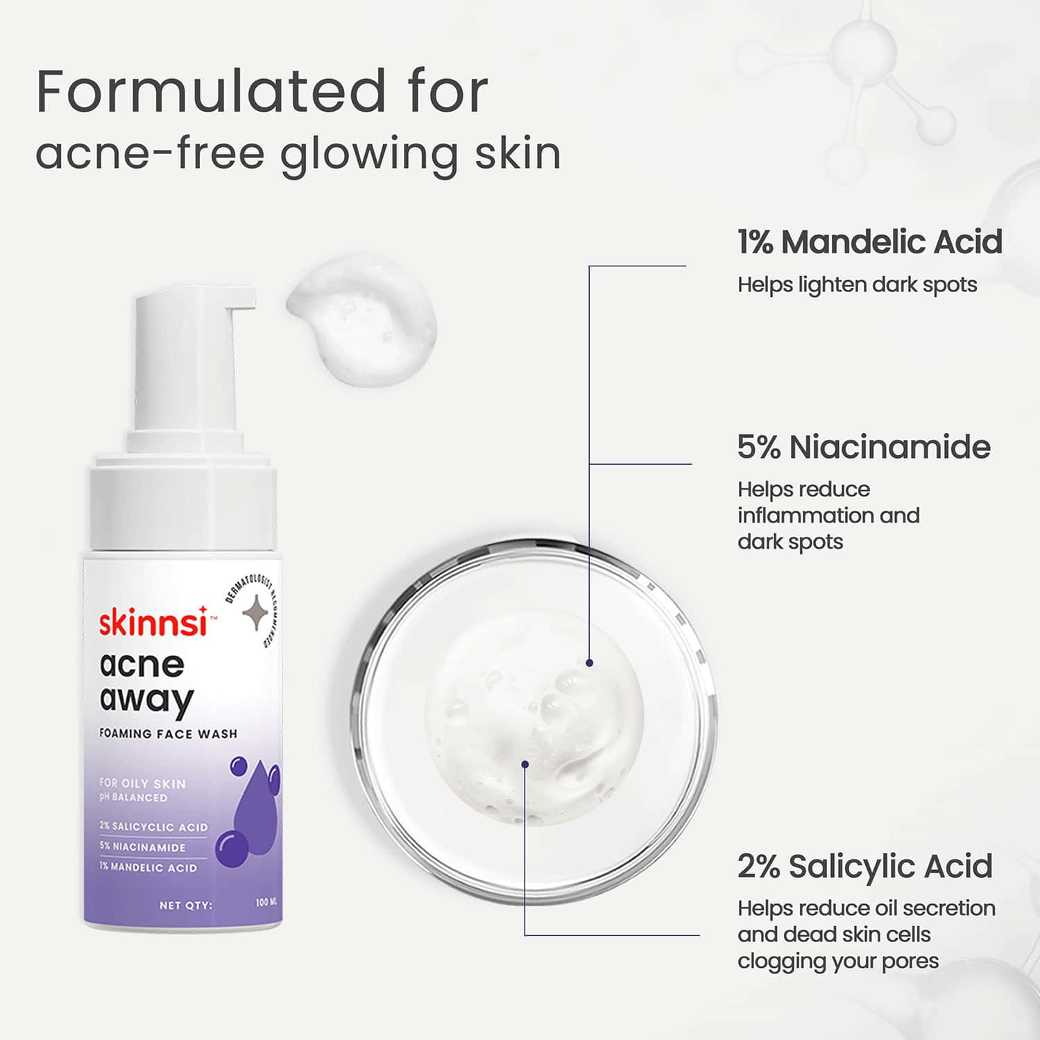 Buy SKINNSI ACNE AWAY FOAMING FACEWASH Online & Get Upto 60% OFF at ...