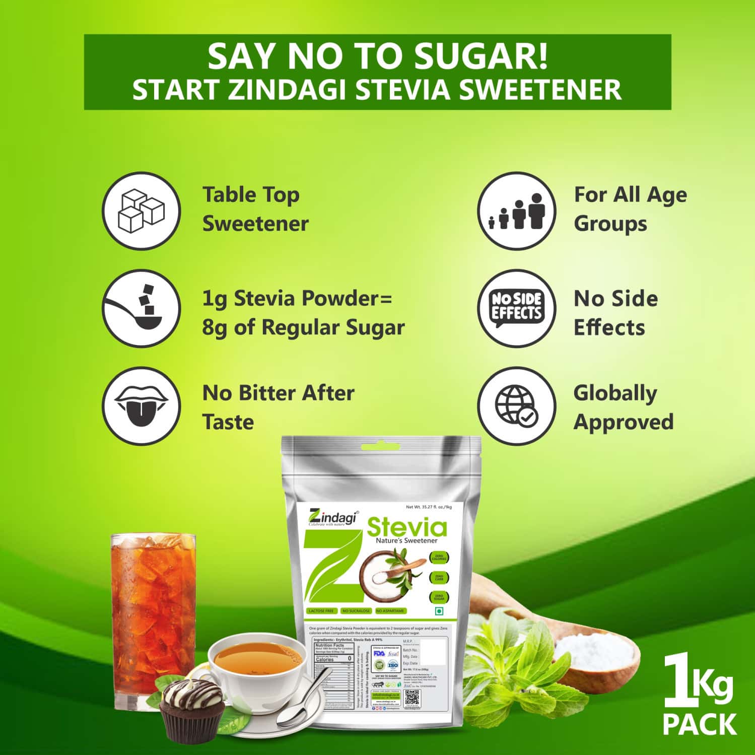 Buy ZINDAGI STEVIA POWDER (REB A 99%)EXTRACT|STEVIA NATURAL SUGAR-FREE ...