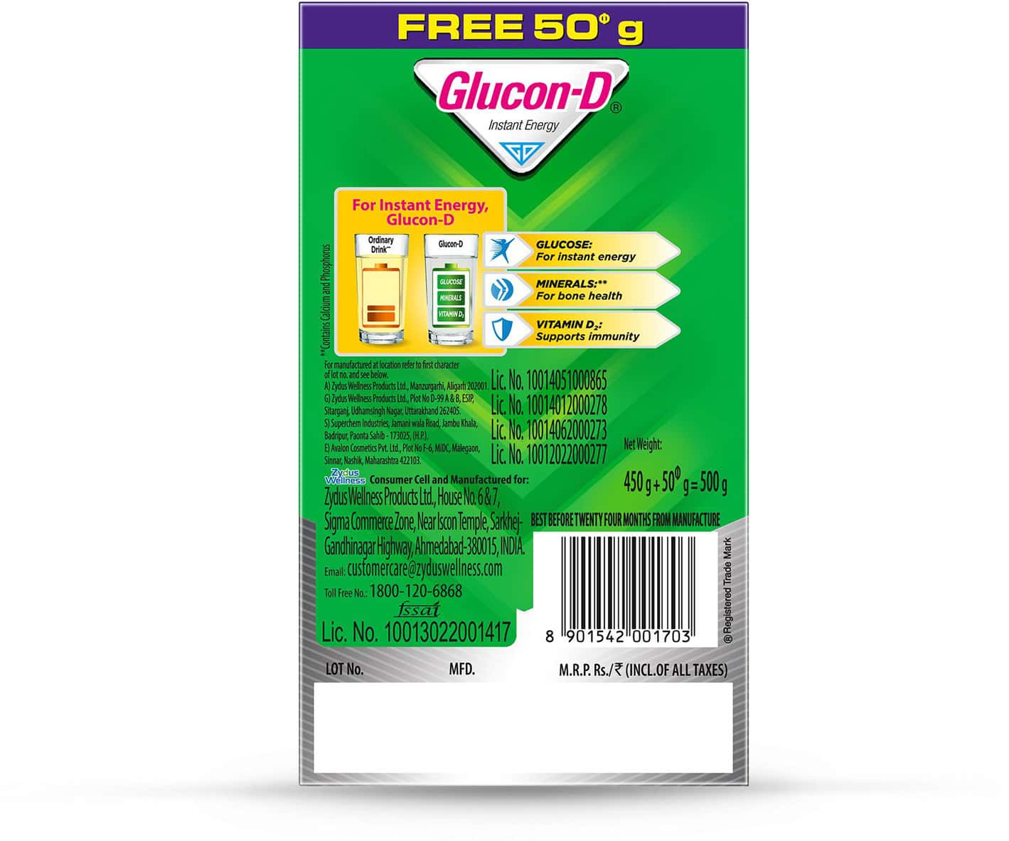 Buy GLUCON-D INSTANT ENERGY HEALTH DRINK REGULAR - 450GM REFILL (EXTRA 50GM FREE) Online & Get ...