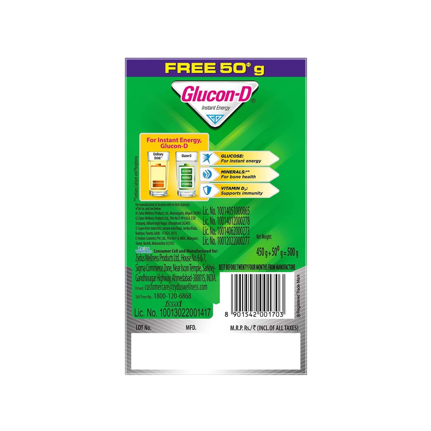 Buy GLUCON D REGULAR INSTANT ENERGY POWDER BOX OF 500 G Online & Get ...