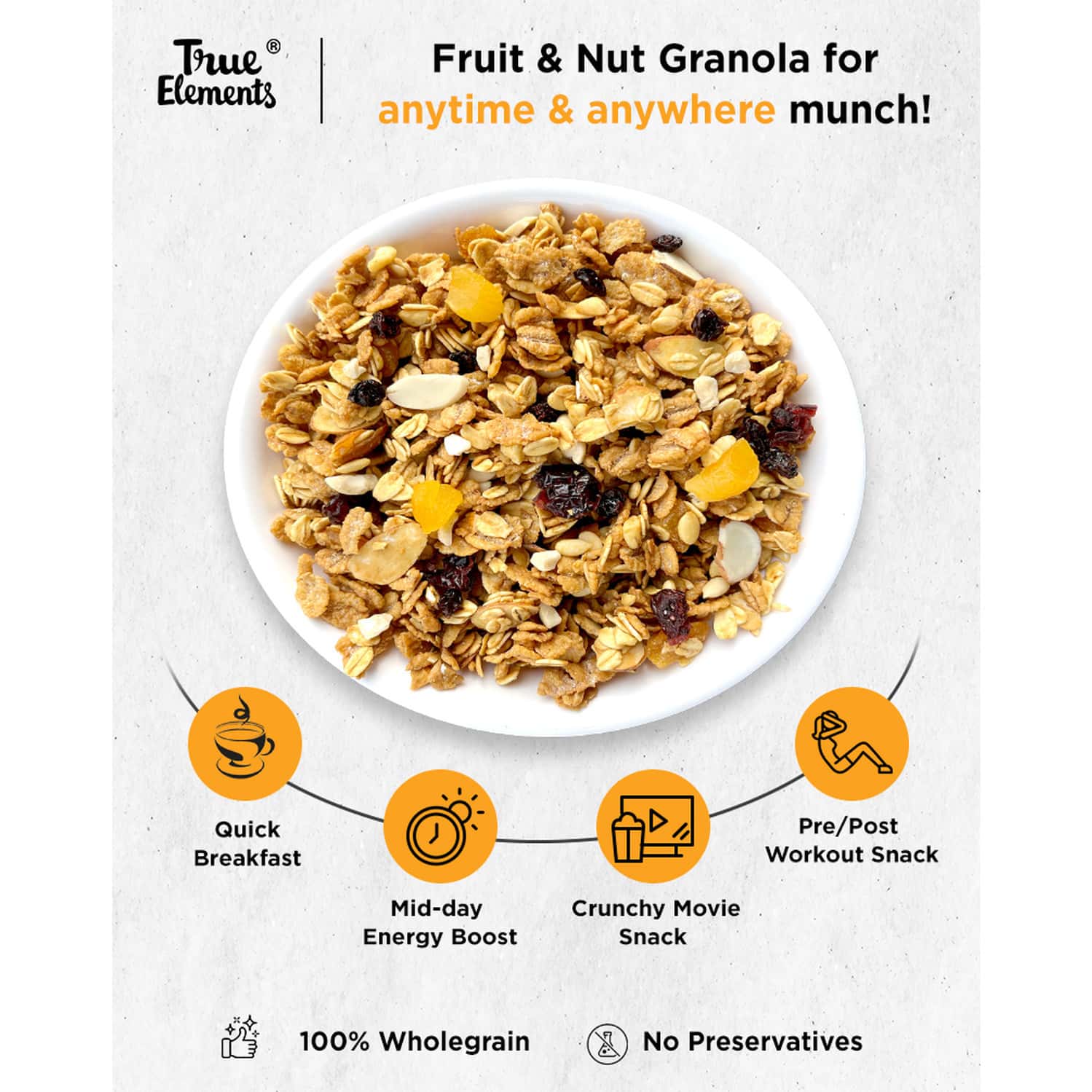 Buy TRUE ELEMENTS FRUIT AND NUT GRANOLA 900GM Online & Get Upto 60% OFF ...