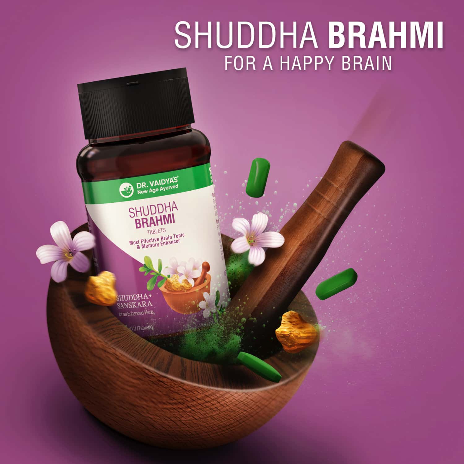 Buy DR. VAIDYA'S SHUDDHA BRAHMI TABLET 60S P1 Online & Get Upto 60% OFF ...