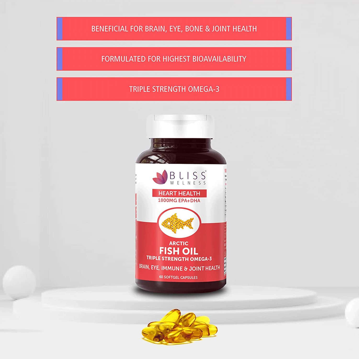 Buy BLISS WELLNESS OMEGA-3 FISH OIL TRIPLE STRENGTH SUPPLEMENT -60 ...