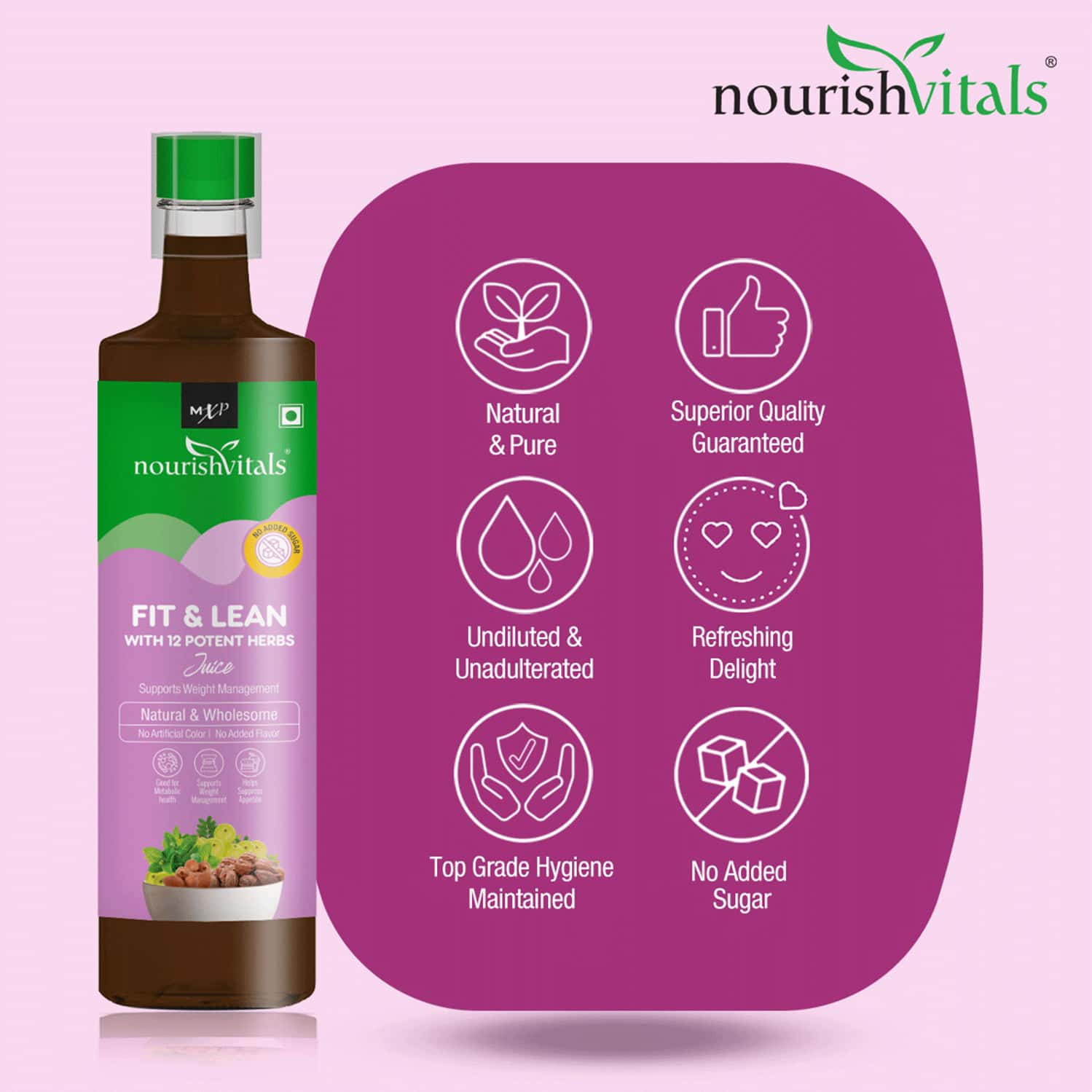 Buy NOURISHVITALS FIT & LEAN JUICE 12 POTENT WEIGHT MANAGEMENT NO ...