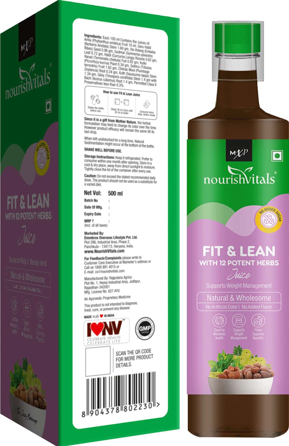 Buy NOURISHVITALS FIT & LEAN JUICE 12 POTENT WEIGHT MANAGEMENT NO ...