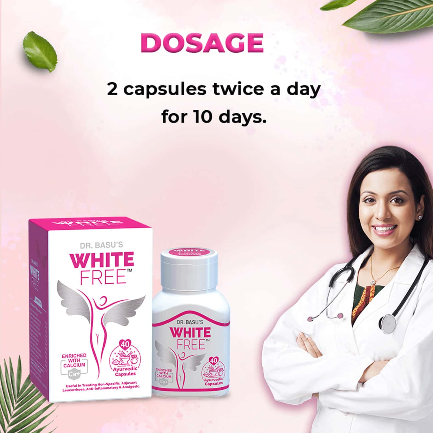 Buy WHITE FREE CAPSULES FOR ( LEUCORRHOEA ) TREATMENT 100% AYURVEDIC ...