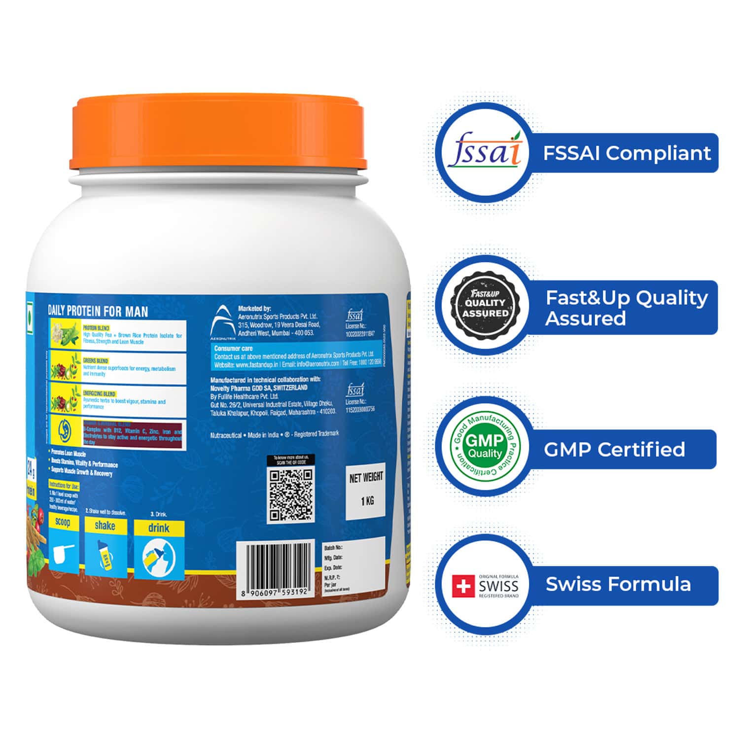 Buy FAST&UP PLANT PROTEIN FOR MAN VEGAN PROTEIN DRINK FOR MAN ...