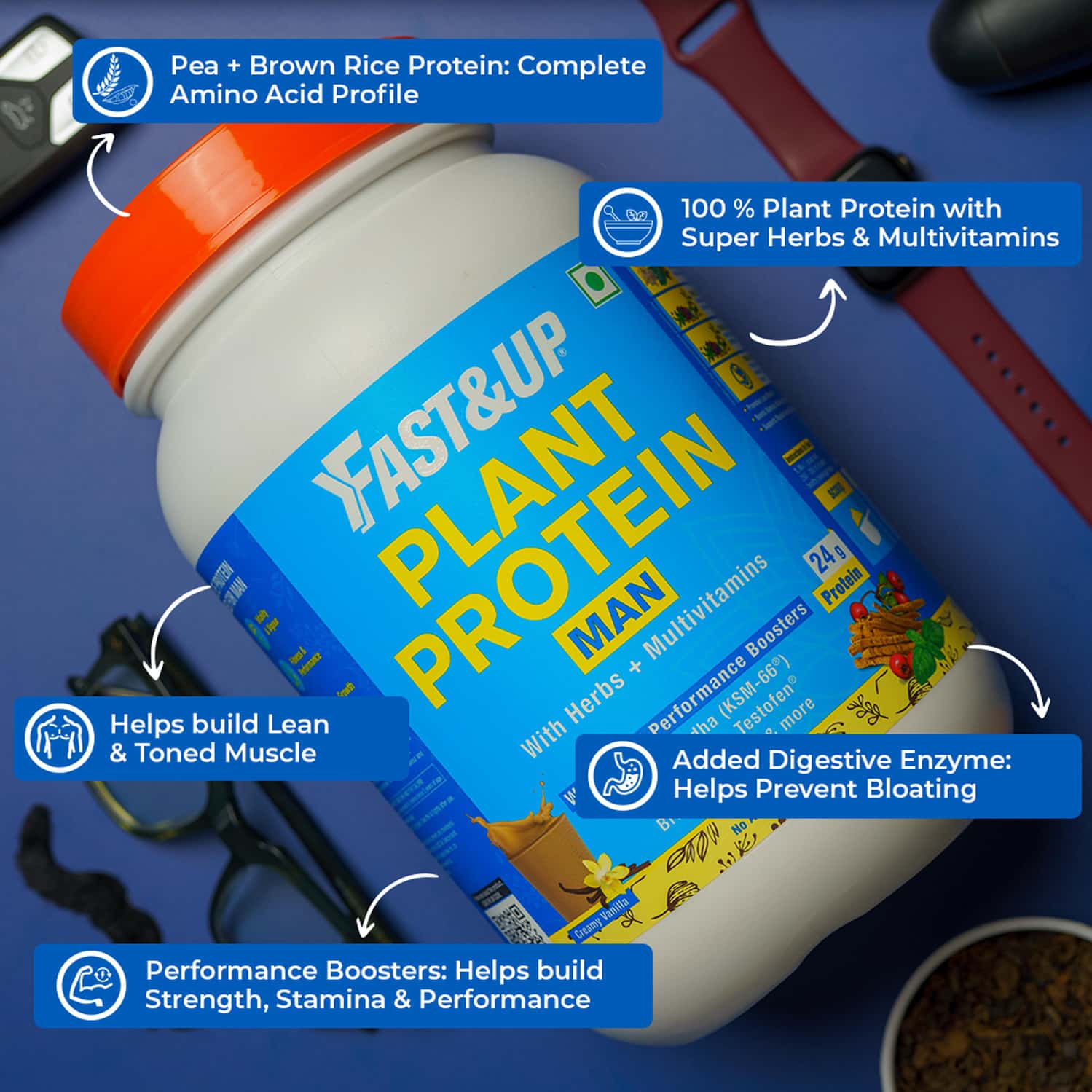 Buy FAST&UP PLANT PROTEIN FOR MAN VEGAN PROTEIN DRINK FOR MAN ...