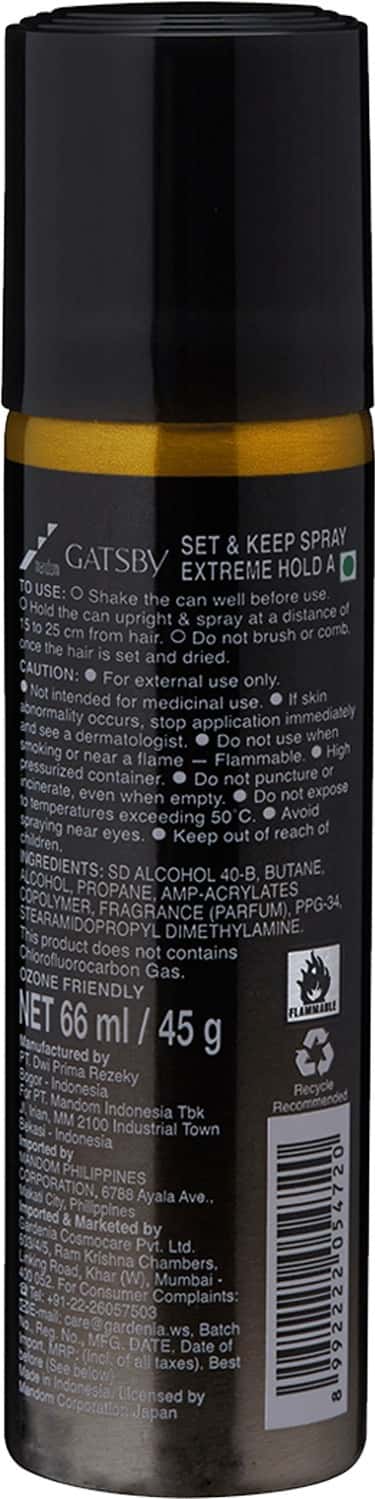 Buy GATSBY HAIR SPRAY SET & KEEP EXTREME HOLD 66ML Online & Get Upto 60 ...