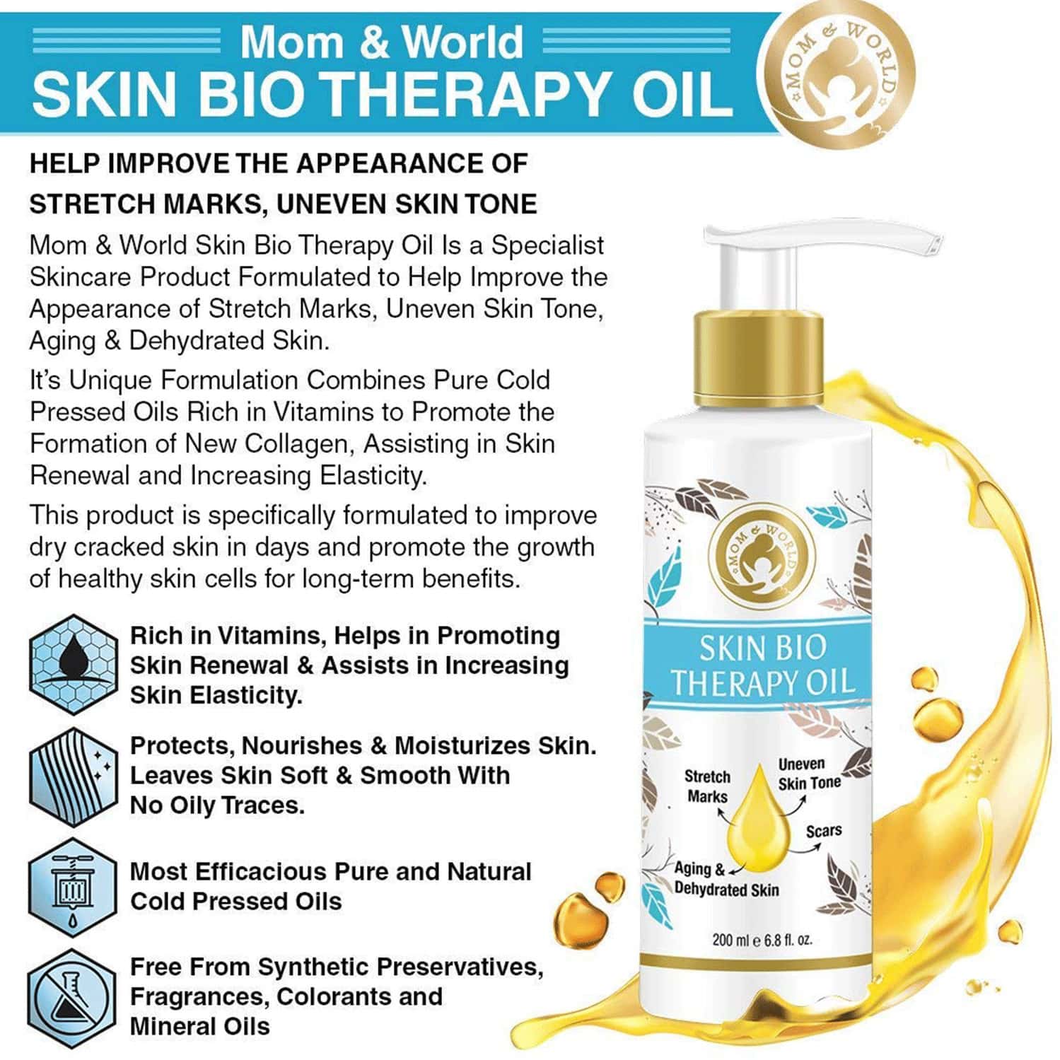 Buy MOM & WORLD SKIN BIO THERAPY OIL FOR STRETCH MARKS SCARS & SKIN ...