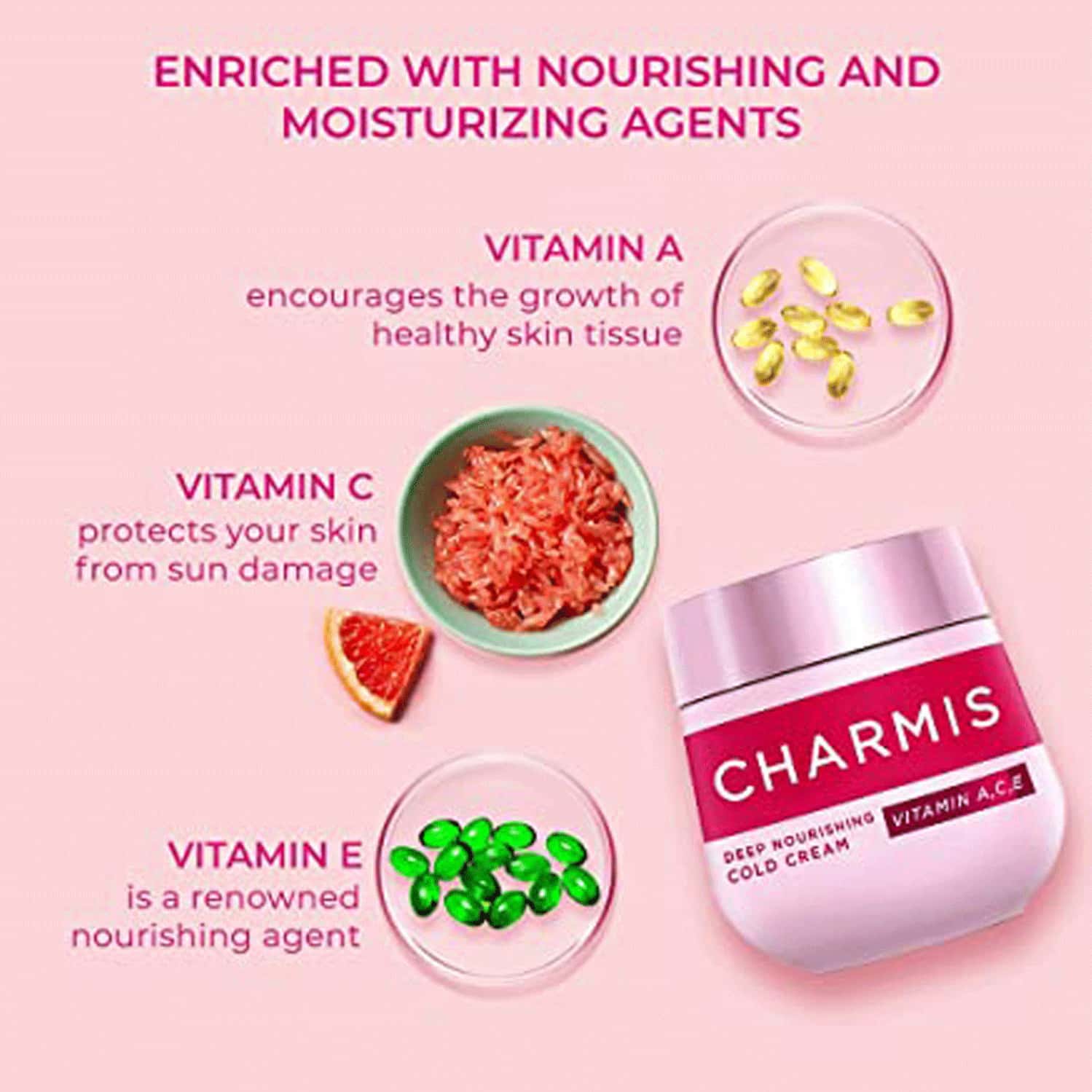 Buy CHARMIS DEEP NOURISHING COLD CREAM VITAMIN A C E 100ML Online & Get ...