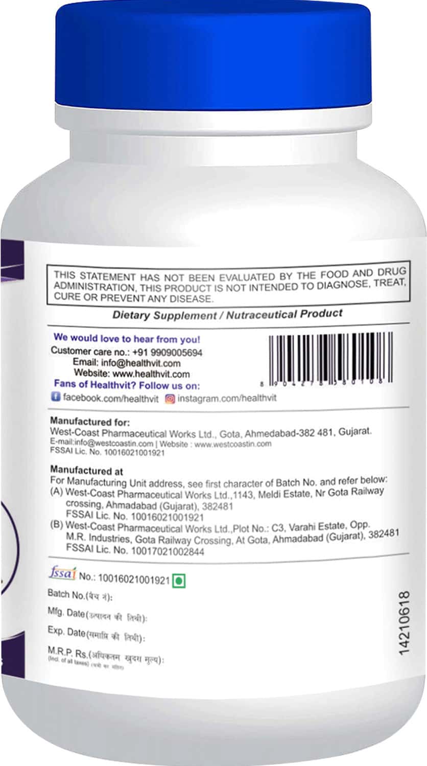 Buy HEALTHVIT NUTRITION NATURAL B-VIT VITAMIN B COMPLEX - 60 TABLETS ...