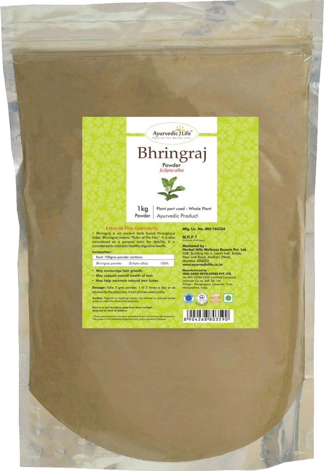 Buy AYURVEDIC LIFE BHRINGRAJ POWDER - 1 KG POWDER - PACK OF 4 Online ...