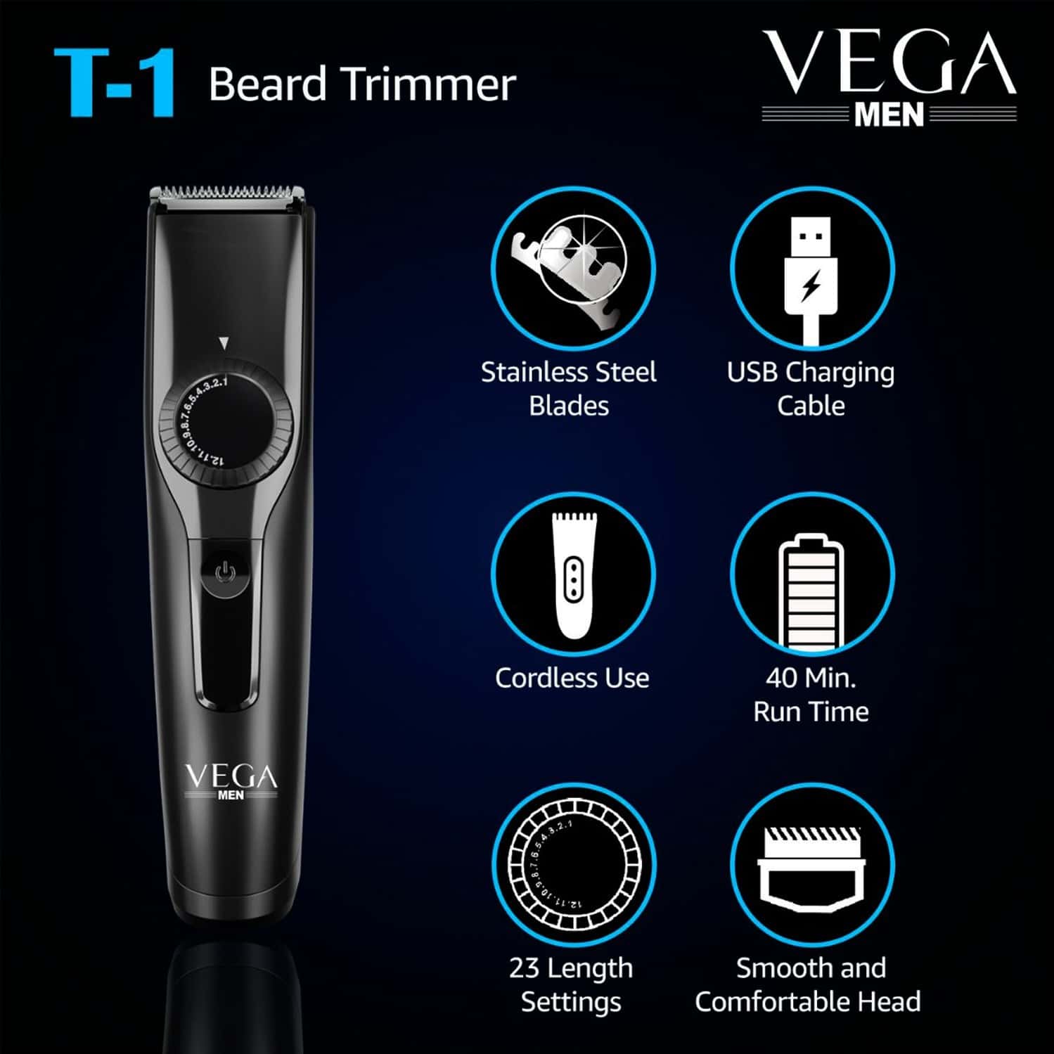 Buy VEGA MEN T1 BEARD TRIMMER FOR MEN (VHTH-18) Online & Get Upto 60% ...
