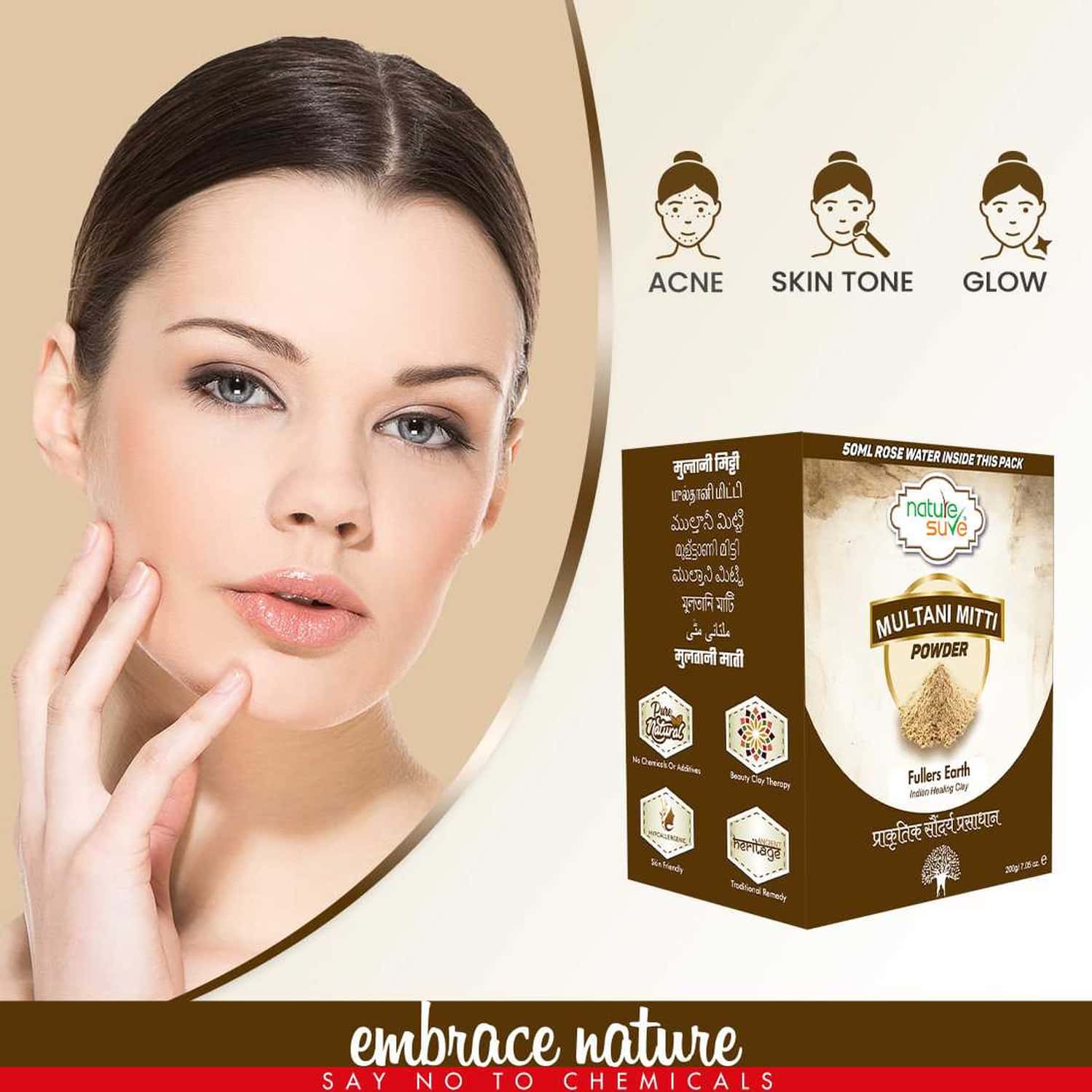 Buy NATURE SURE MULTANI MITTI FACE PACK POWDER 200G WITH ROSE WATER ...