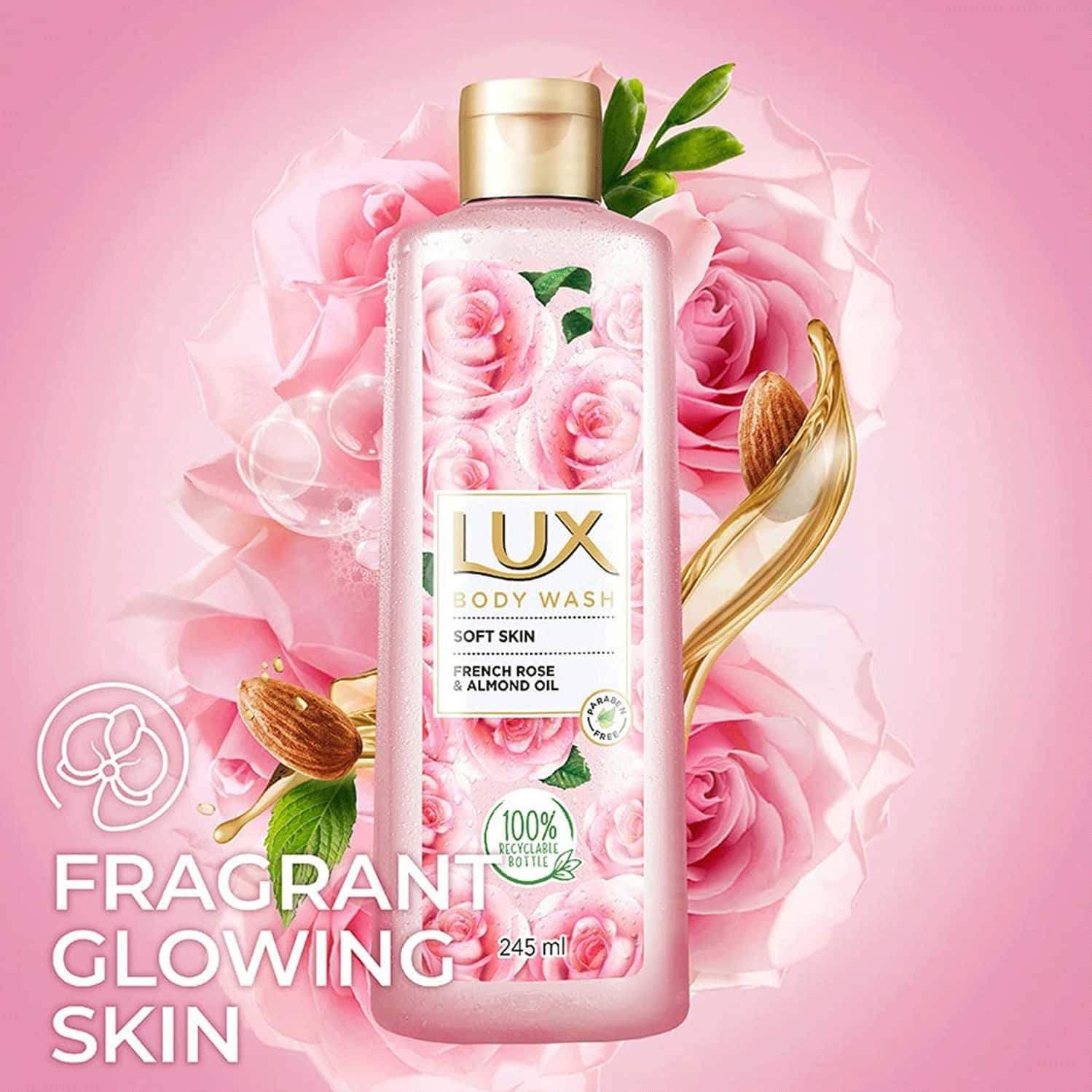 Buy LUX BODY WASH SOFT SKIN FRENCH ROSE & ALMOND OIL, BOTTLE OF 245ML ...